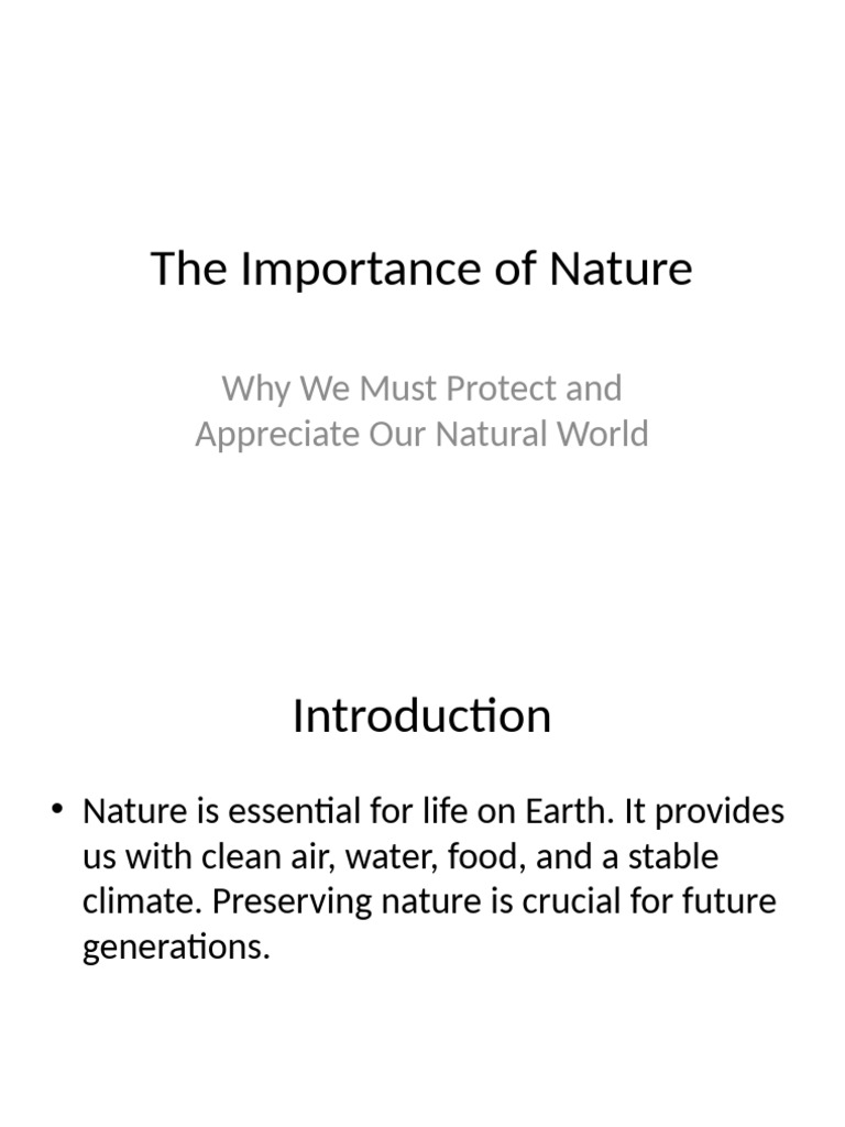 Importance of Nature and Its Protection | PDF