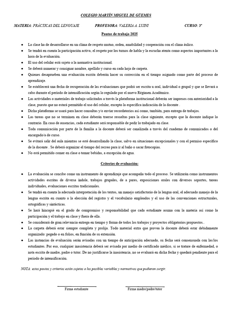 Pautas de Trabajo | PDF | Aprendizaje