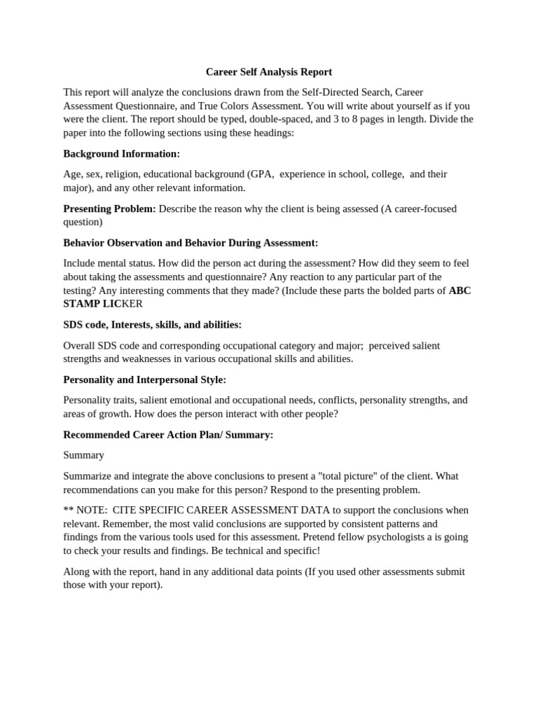 Career Self Analysis Report | PDF