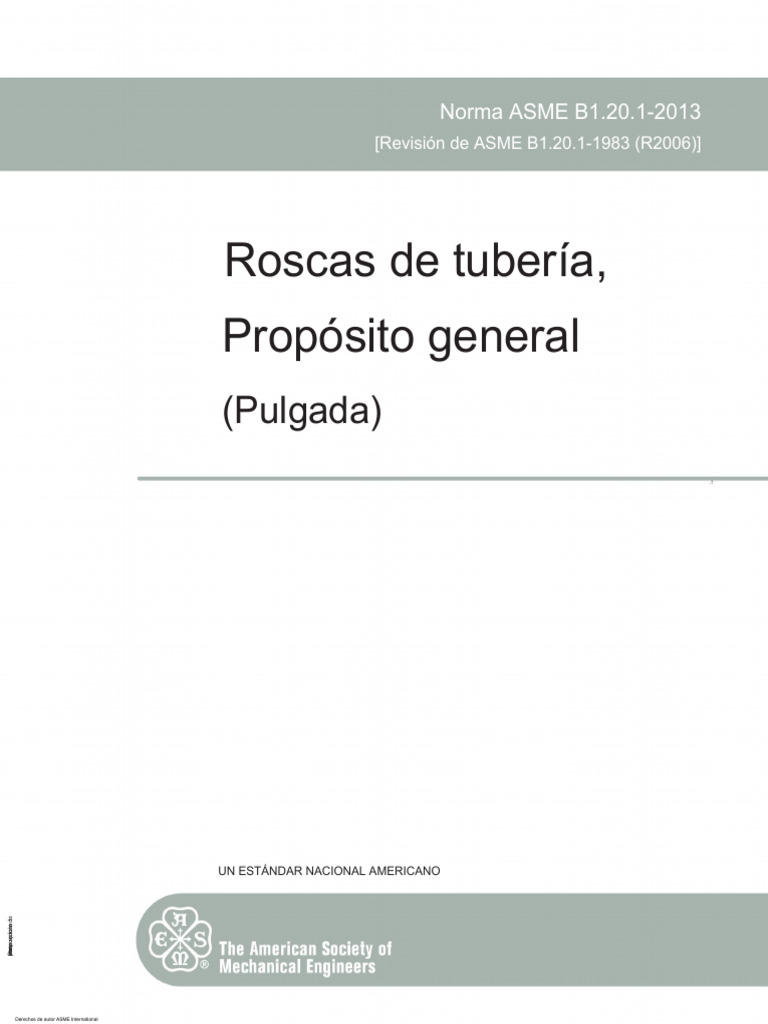ASME B1.20.1 acj (1) | PDF | Patentar | Calibración
