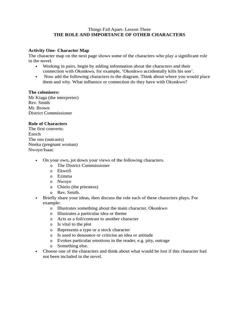 Things Fall Apart Lesson 3 | PDF | Novels