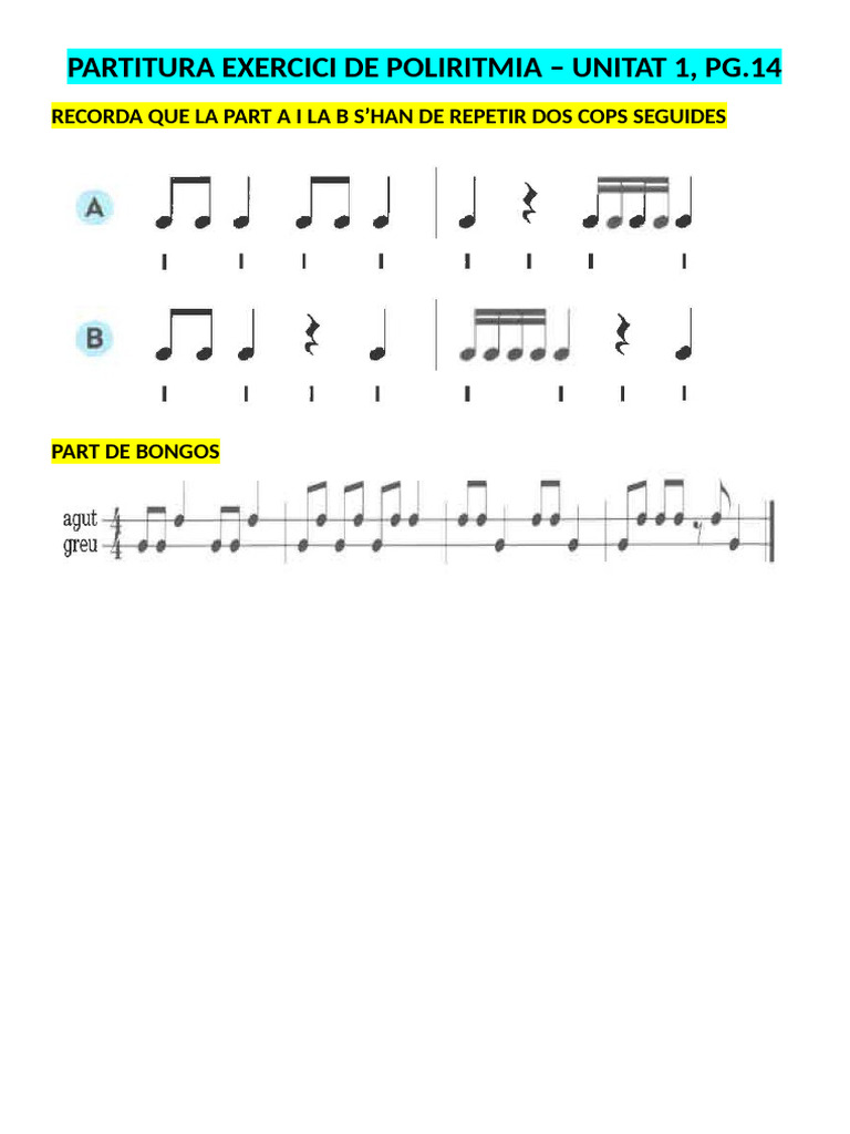 Partitura Exercici de Poliritmia | PDF