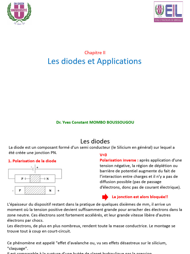 Diodes : Polarisation et Fonctionnement | PDF | Diode | Électrotechnique