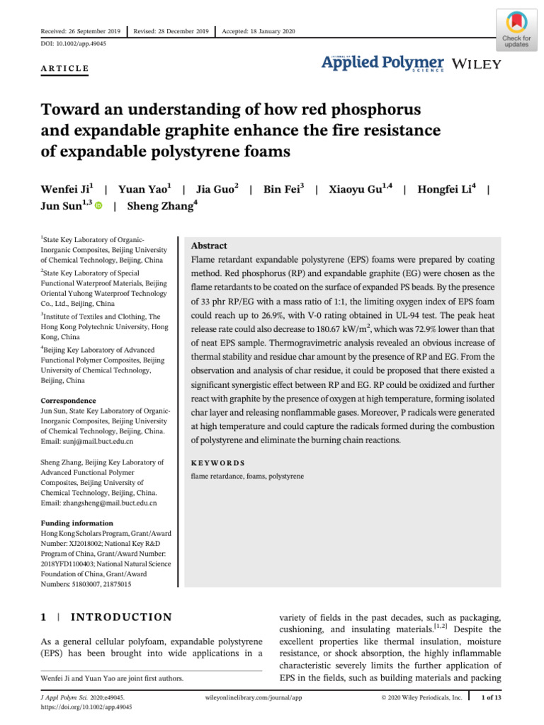 Enhancing Fire Resistance of EPS Foams | PDF | Polystyrene | Combustion