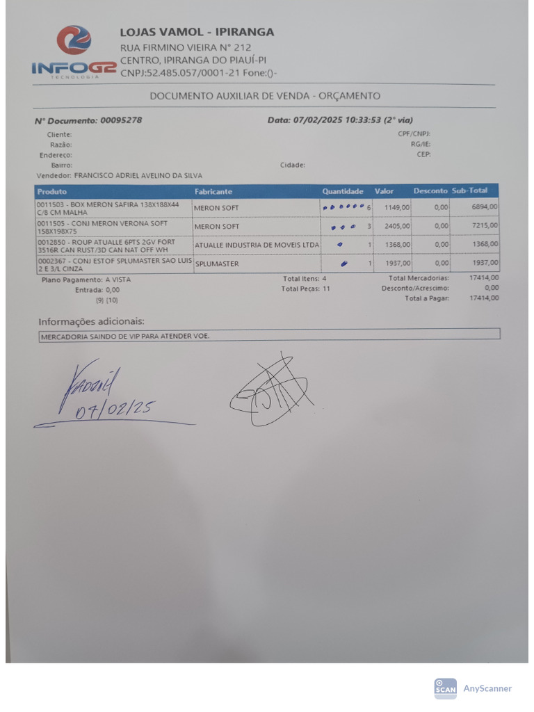Mercadoria Saindo de Vip para Voem | PDF