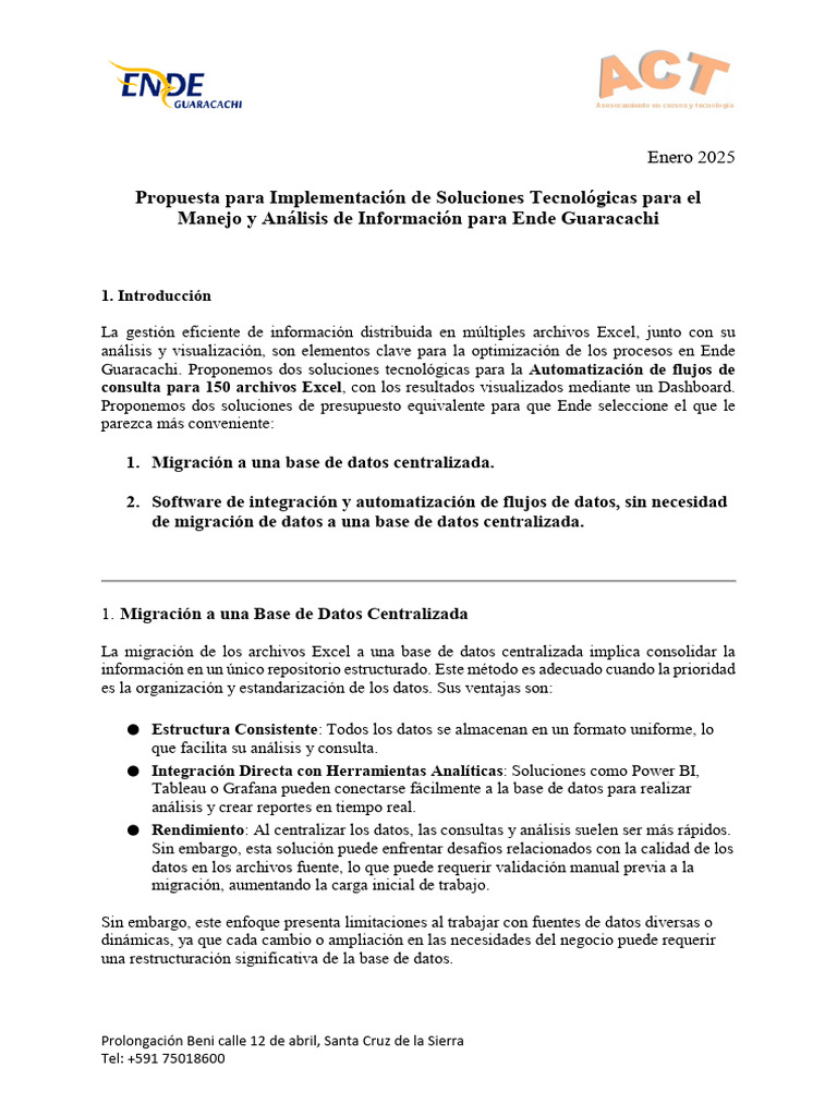 Propuesta Ende Infomacion Archivos Excel v2 | PDF | Bases de datos | Escalabilidad