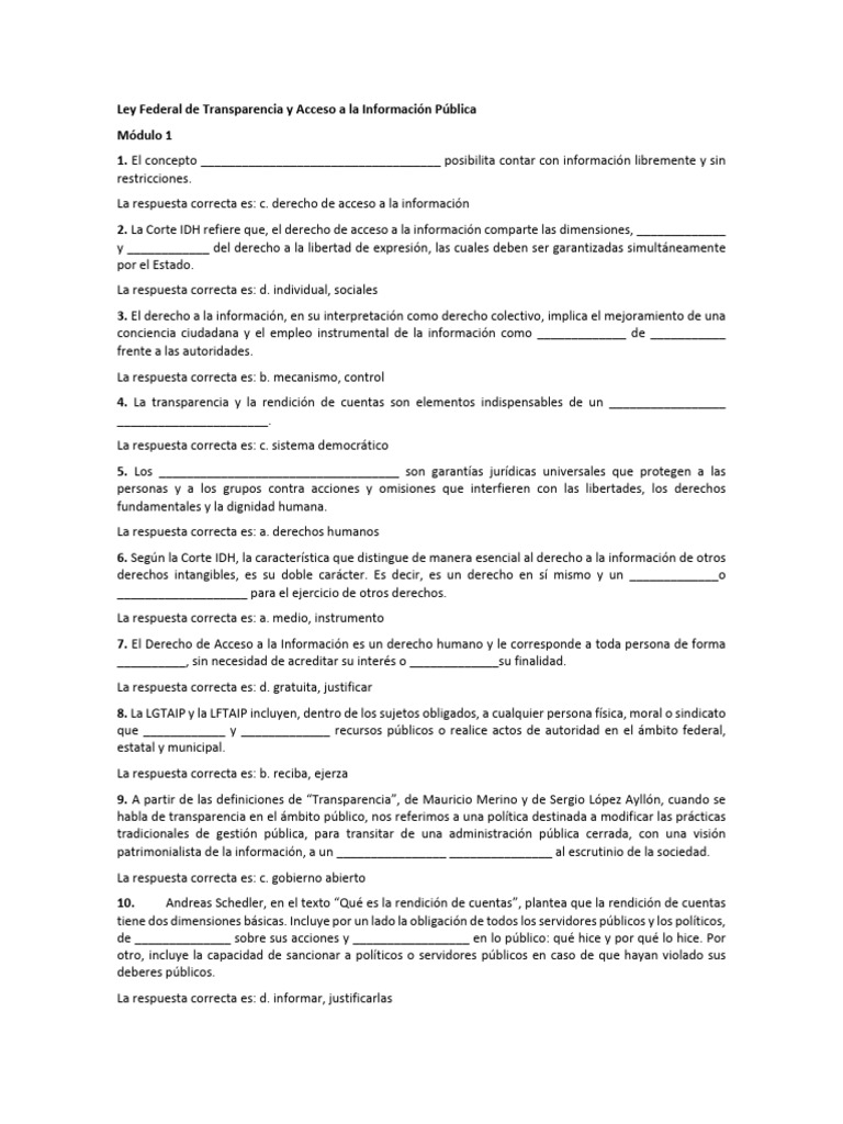 Ley Federal de Transparencia y Acceso A La Información Pública | PDF ...