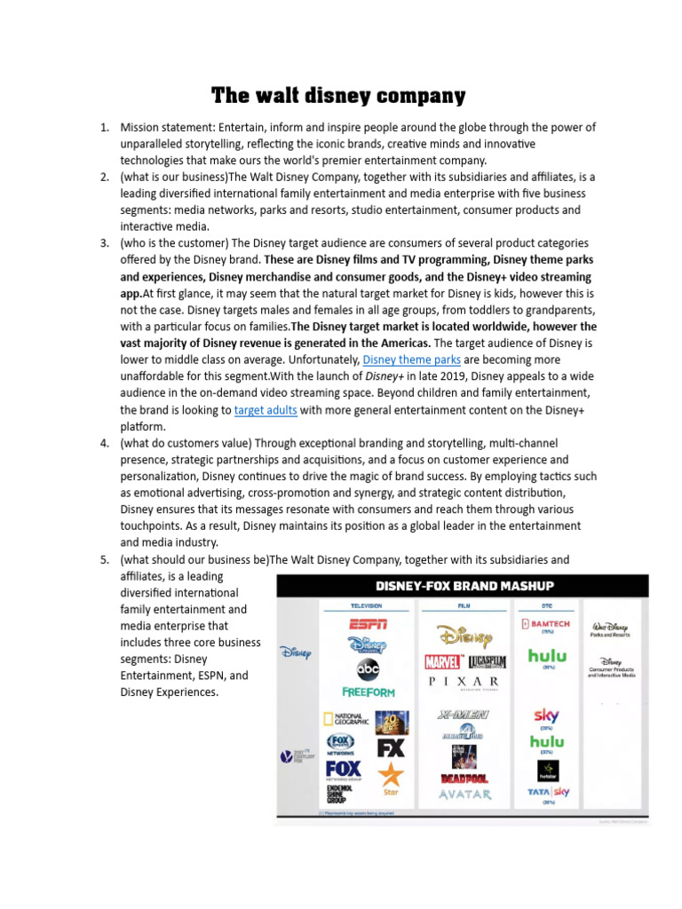 Walt Disney Company Business Overview | PDF | The Walt Disney Company ...