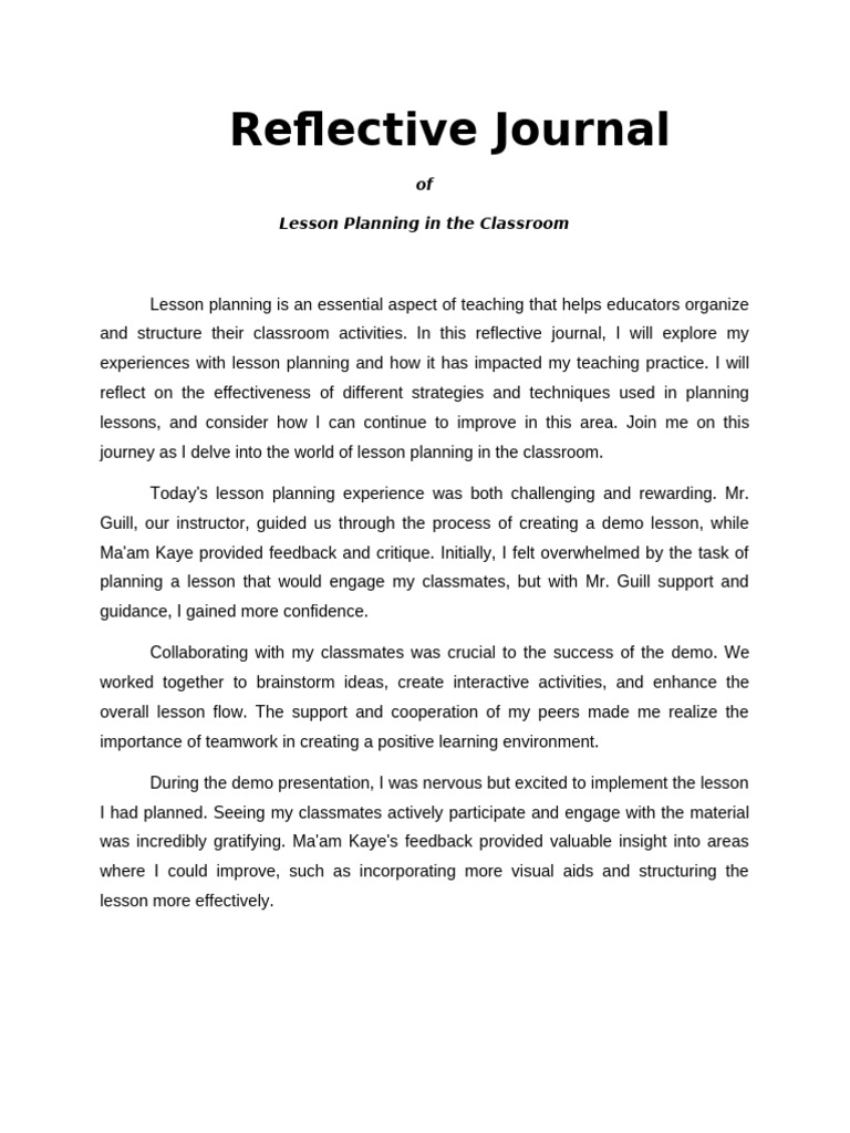 Joemar's Reflective Journal | PDF