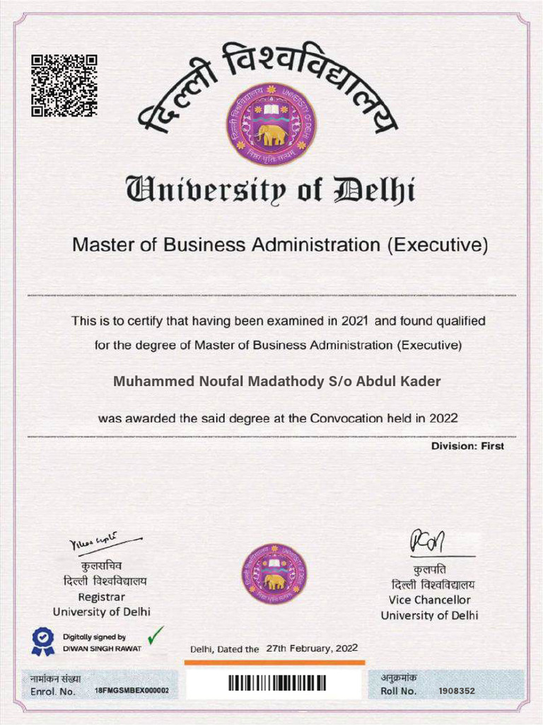 MBA Certificate | PDF
