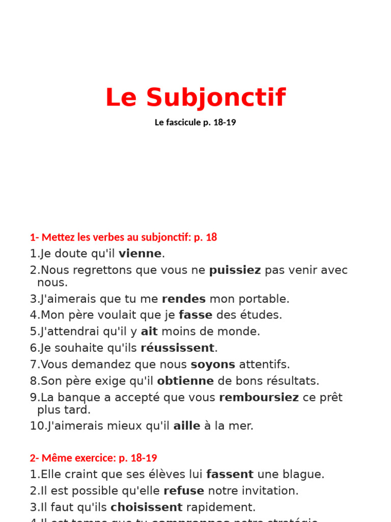 Le subjonctif | PDF