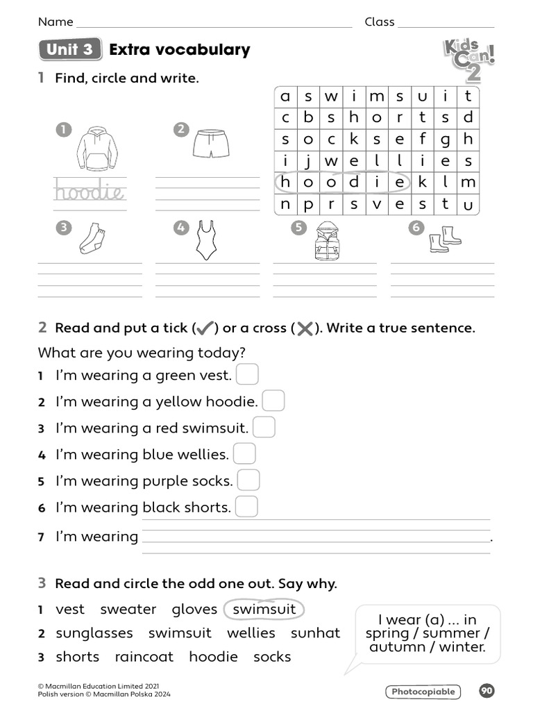 90_Kids Can_2_TRF_Extra_vocabulary_U3 | PDF