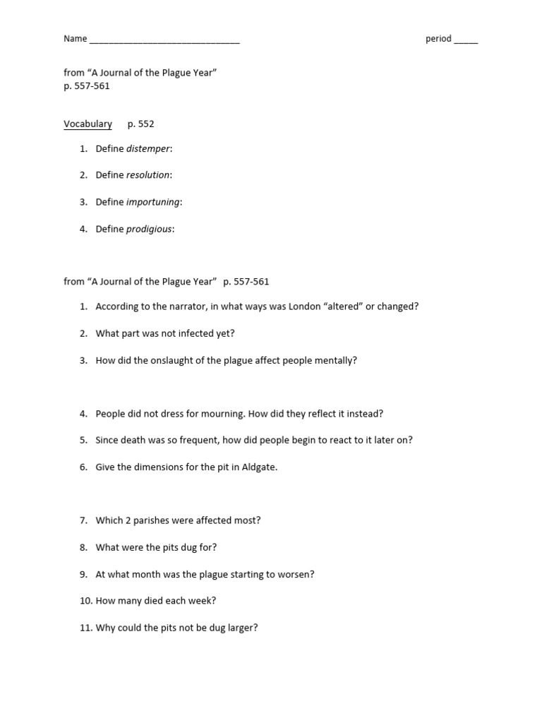 Journal of The Plague Year | PDF | Plague (Disease)