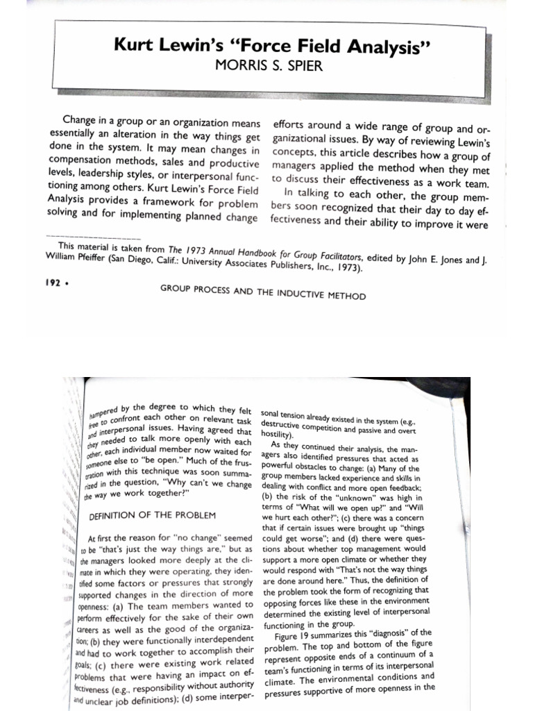 Force Field Analysis Lecturette | PDF