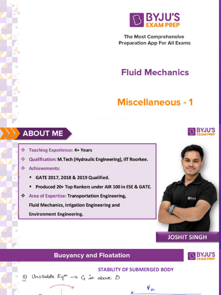 Live Class Miscellaneous 1 Fluid Mechanics Hydraulics | PDF