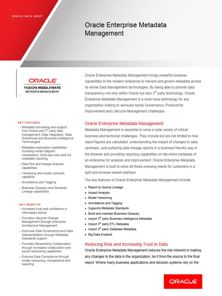 Enterprise Metadata Management Ds 2327725 | PDF | Metadata | Tag (Metadata)