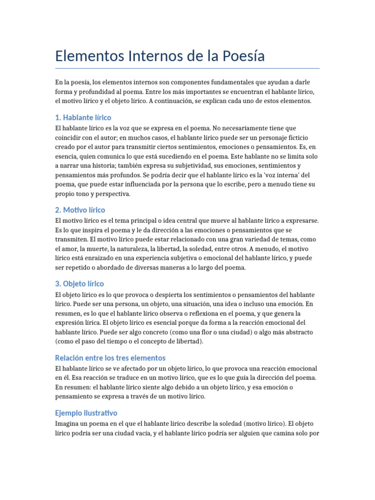 Elementos Internos de La Poesia | PDF | Las emociones | Sicología