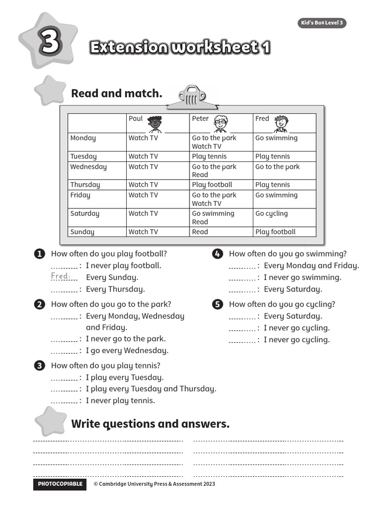 KBNGESS KidsBox Level3 Unit3 Extension Worksheet 1 | PDF
