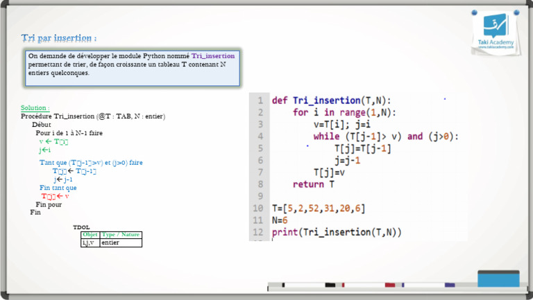 Tri par insertion en Python | PDF