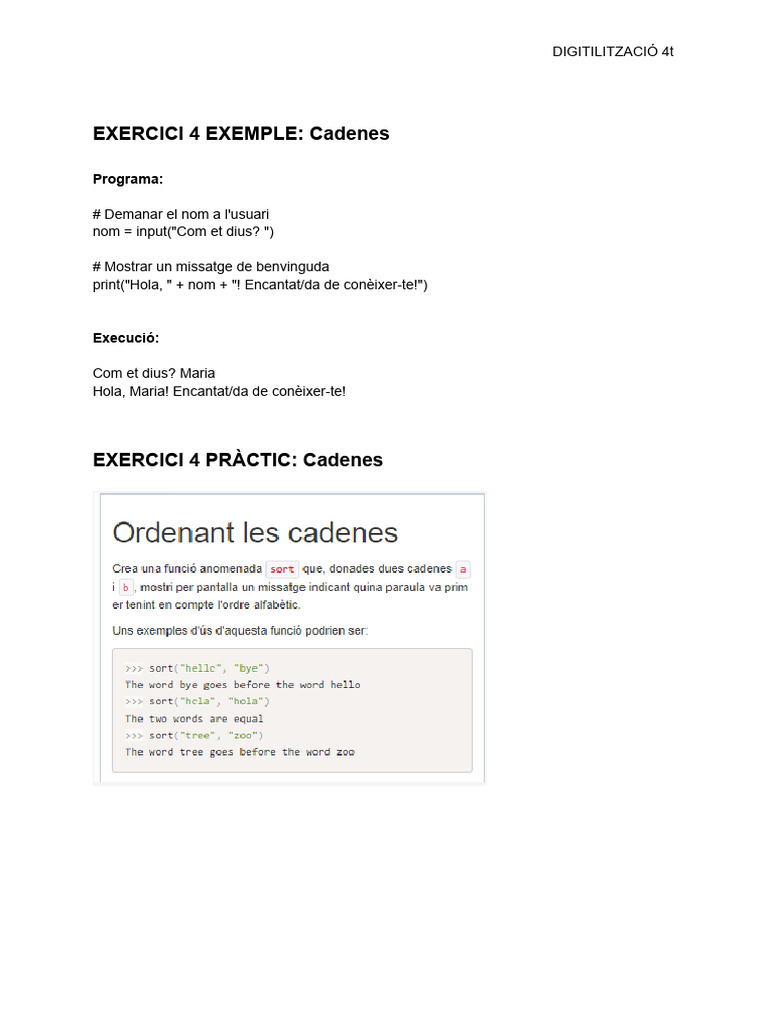 EXERCICI 4 - Cadenes | PDF