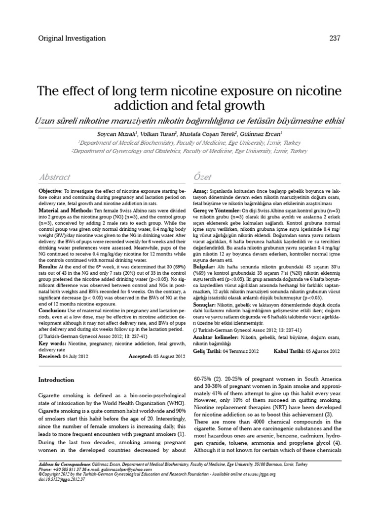 The Effect of Long Term Nicoti | PDF | Nicotine | Medical Specialties
