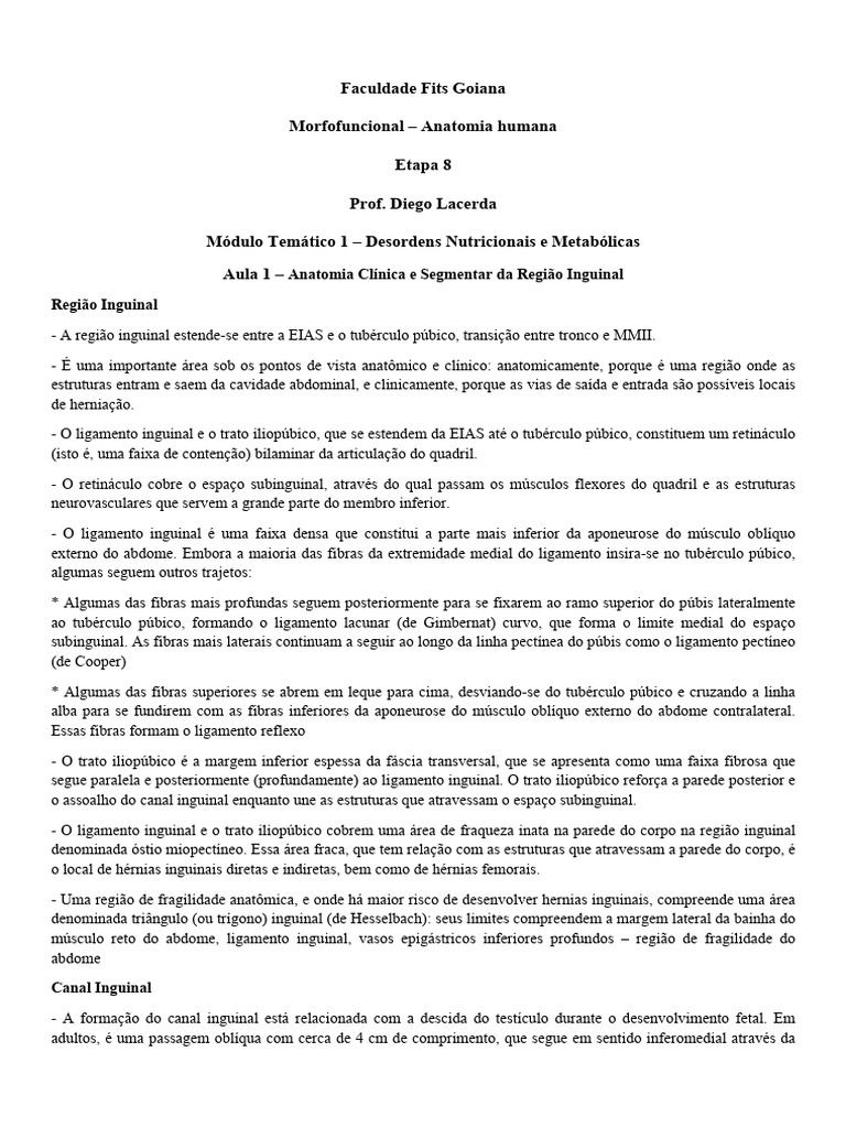 Anatomia da Região Inguinal e Canal Inguinal | PDF | Testículo | Anatomia