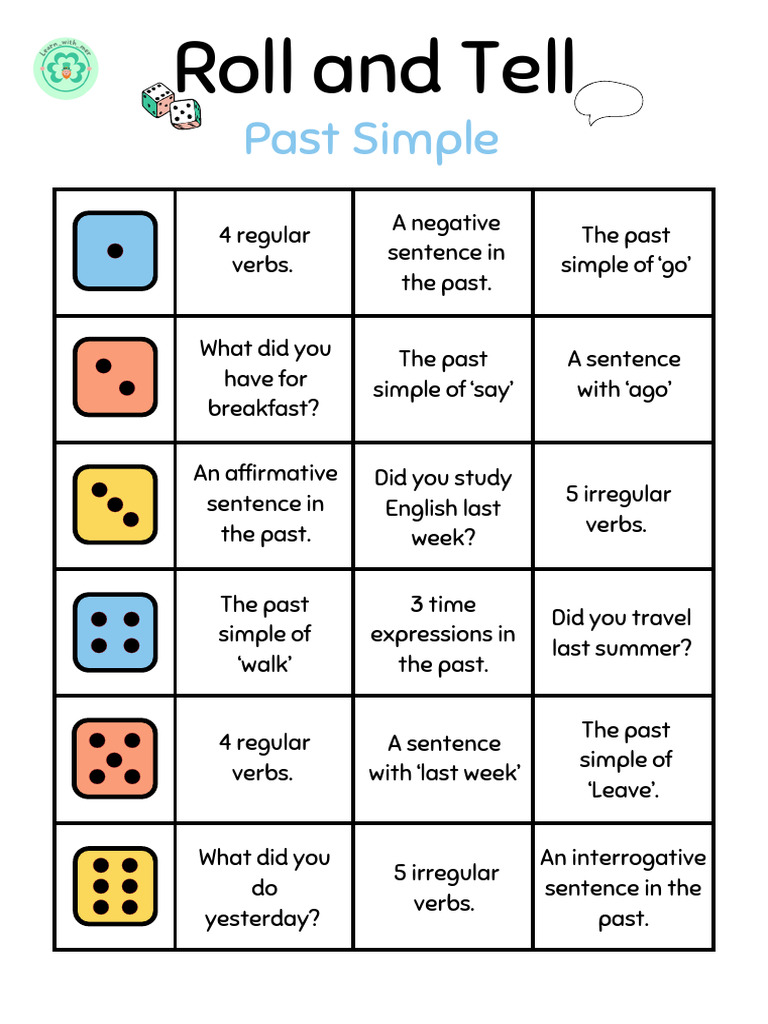 Roll and Tell - Past simple game | PDF