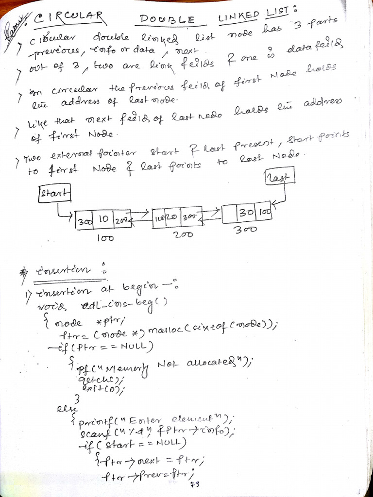 Circular Double Linked List PDF | PDF