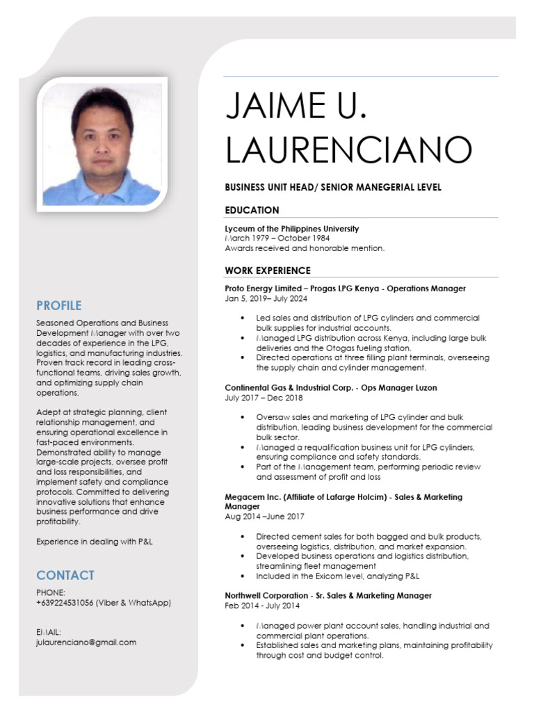 Jaime Laurenciano Resume 2025 PDF (1) | PDF | Logistics | Warehouse