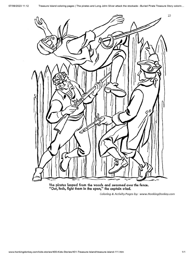 11 - Treasure Island Coloring Pages - The Pirates and Long John Silver ...