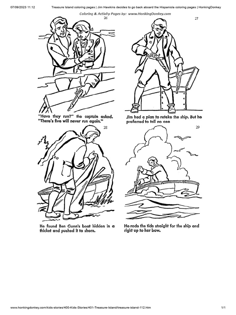 12 - Treasure Island Coloring Pages - Jim Hawkins Decides To Go Back ...