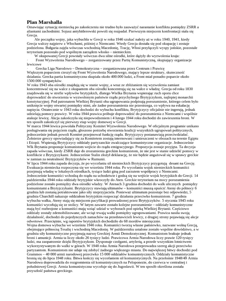 Plan Marshalla | PDF