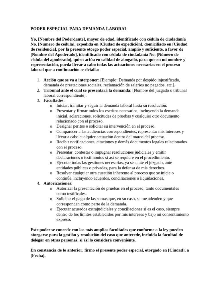 Poder Laboral | PDF | Demanda judicial | Abogado