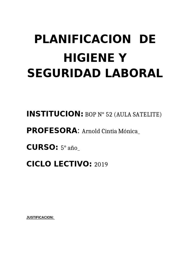 Planificacion Anual de Higiene y Seg Lab | PDF | Derecho laboral | Seguridad y salud ocupacional
