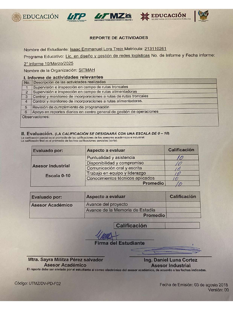 Reporte de actividades 2do corte (1) | PDF