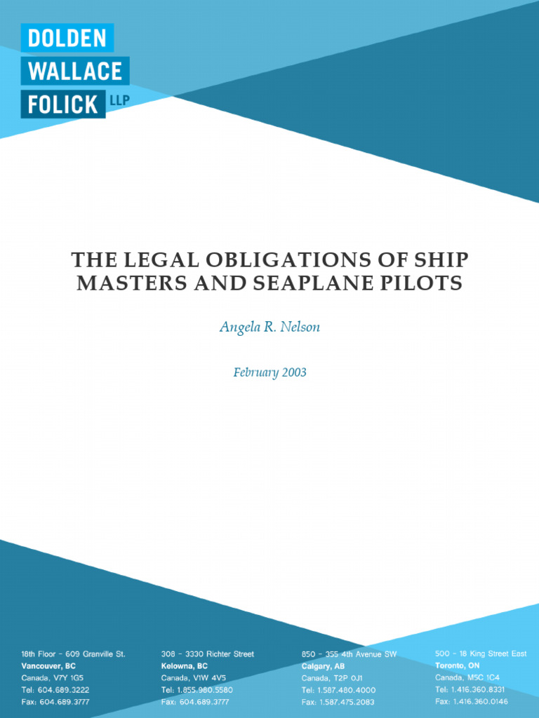 Legal Duties of Ship Masters & Pilots | PDF | Sea Captain | Negligence