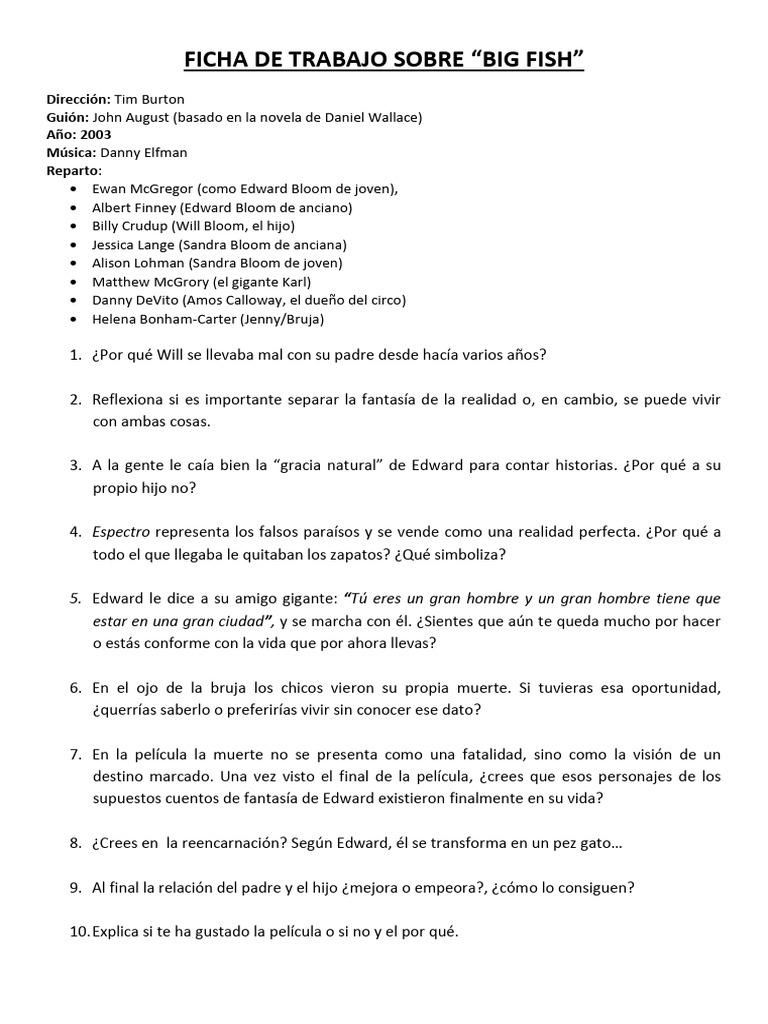 ficha sobre Big Fish | PDF