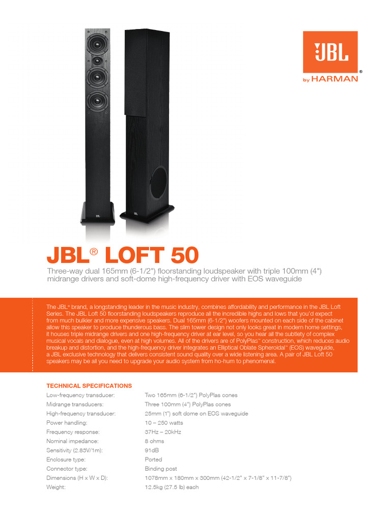 Specification Sheet - Loft 50 (English EU) | PDF | Loudspeaker | Sound ...