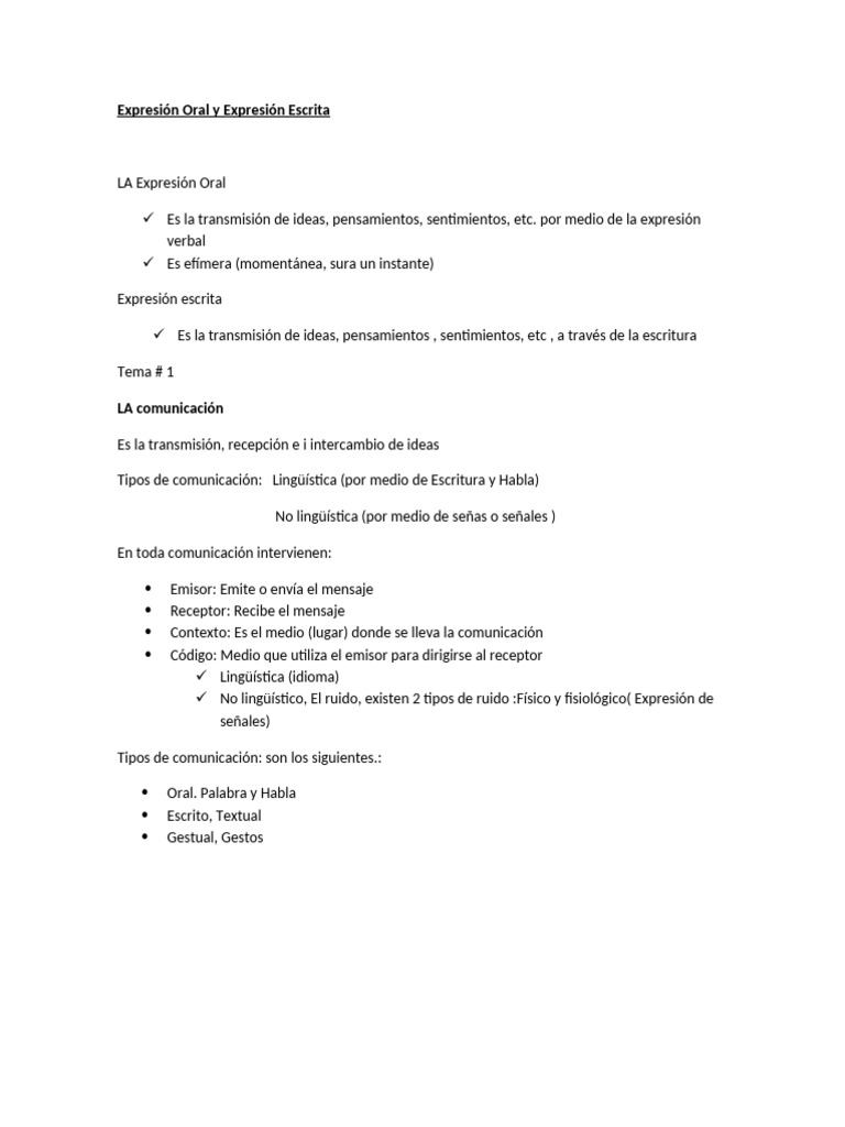 Expresión Oral y Expresión Escrita | PDF | Comunicación | Comunicación ...