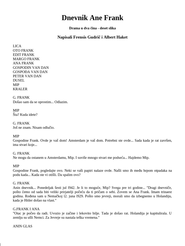 Dnevnik Ane Frank | PDF