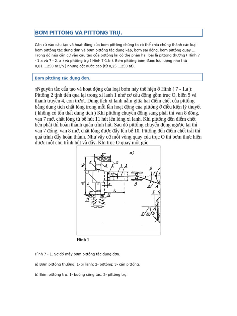 Bơm Pittông Và Pittông Trụ | PDF