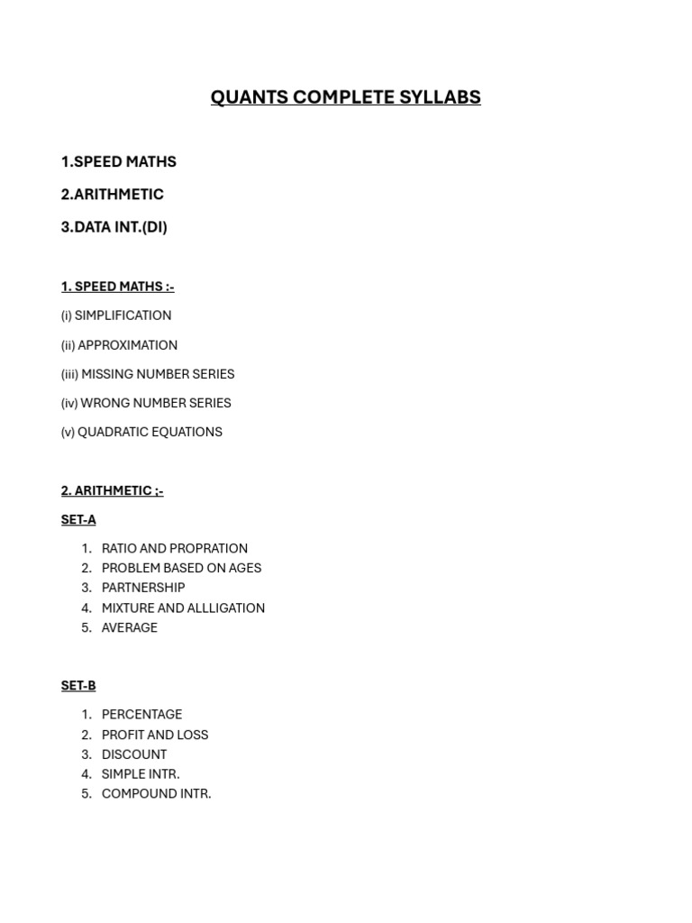 Quantitative Aptitude Syllabus | PDF