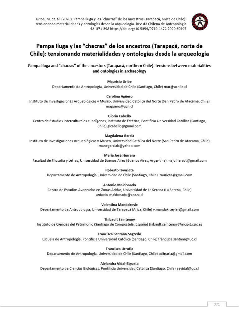 Pampa Iluga y Las Chacras de Los Ancestr | PDF | Chile | Agricultura