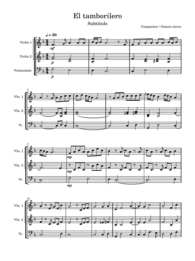 El Tamborilero Cuerdas | PDF