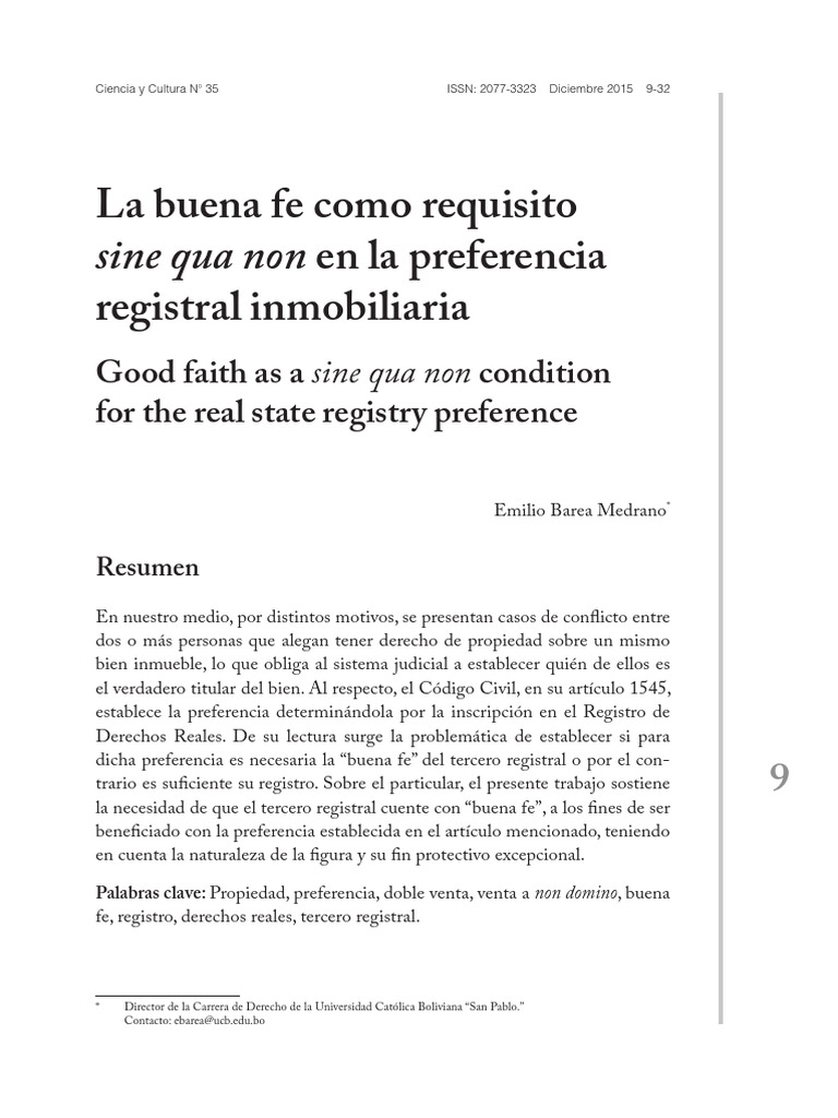 Buena Fe | PDF | Propiedad | Posesión (Ley)