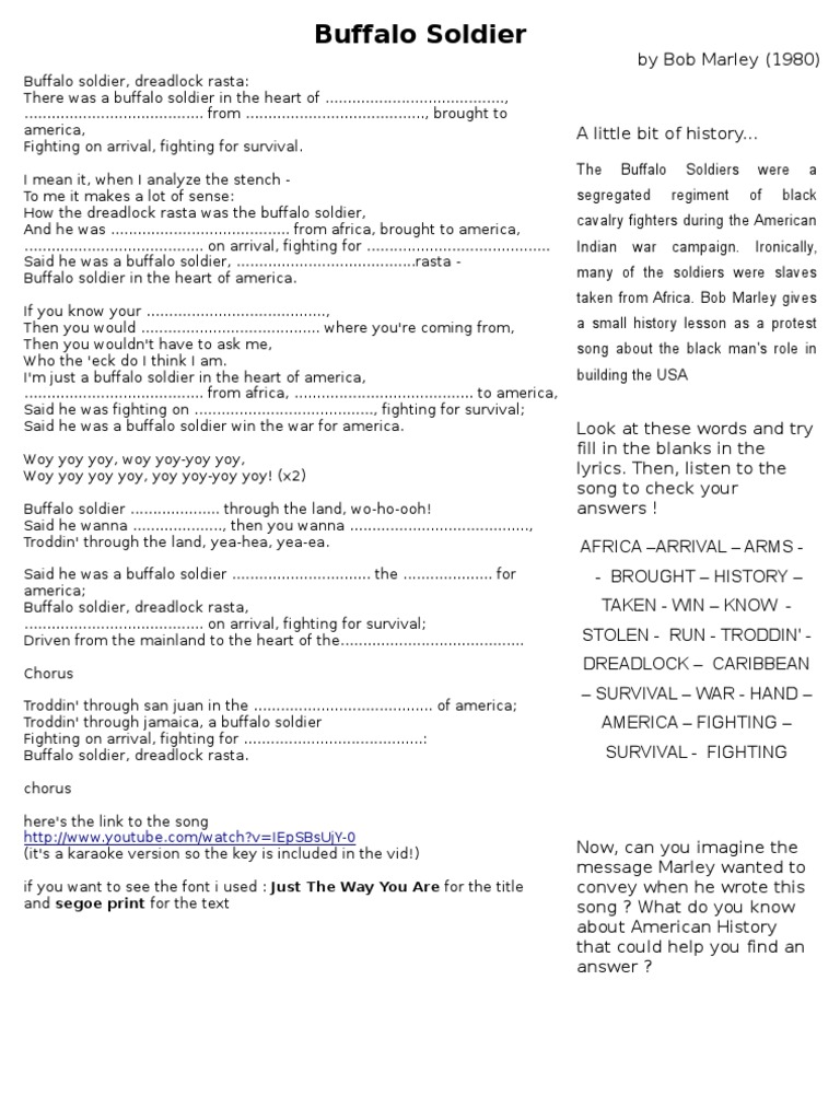 Buffalo Soldier Lyrics and History | PDF