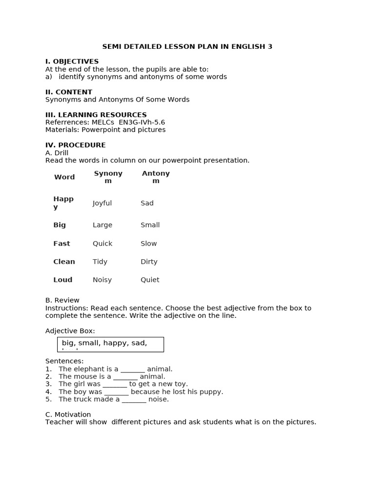 English Week 1 Day 1 | PDF | Learning