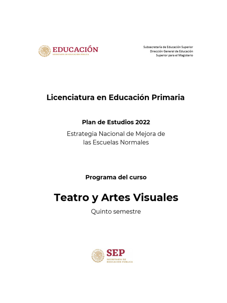 Curso de Teatro y Artes Visuales 2022 | PDF | Plan de estudios | Maestros
