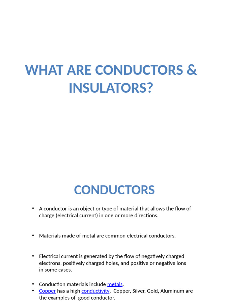 Conductors and Insulators ppt | PDF