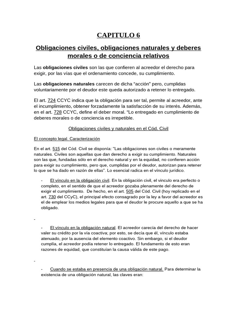 Resu de Obligaciones Cap 6 | PDF | Pagos | Moralidad